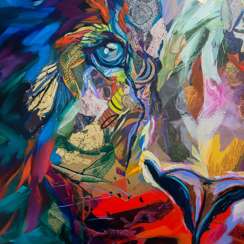 Le Lion de Némée 36" x 36" by Annabelle Marquis - West End Gallery