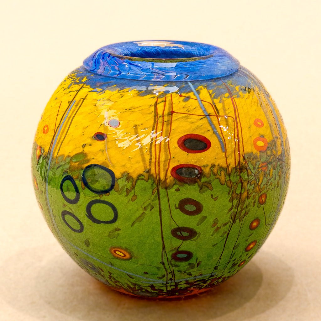 Murrini Vase with Folded Lip | 6" x 5" x 5"