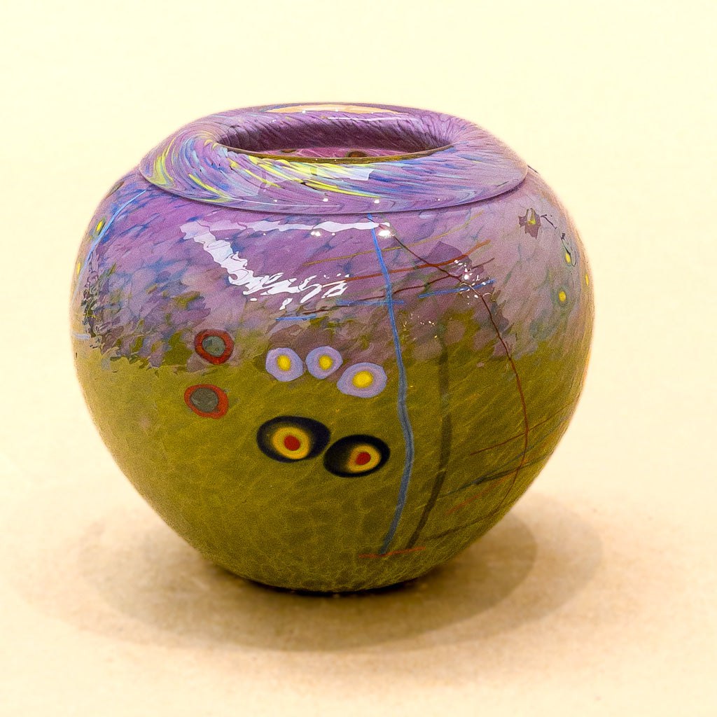 Murrini Vase with Folded Lip | 5" x 5" x 5"